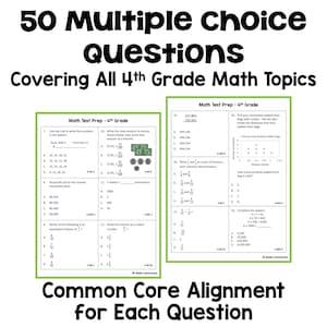 4th Grade Math Review Worksheets: Test Prep & Common Core - Etsy