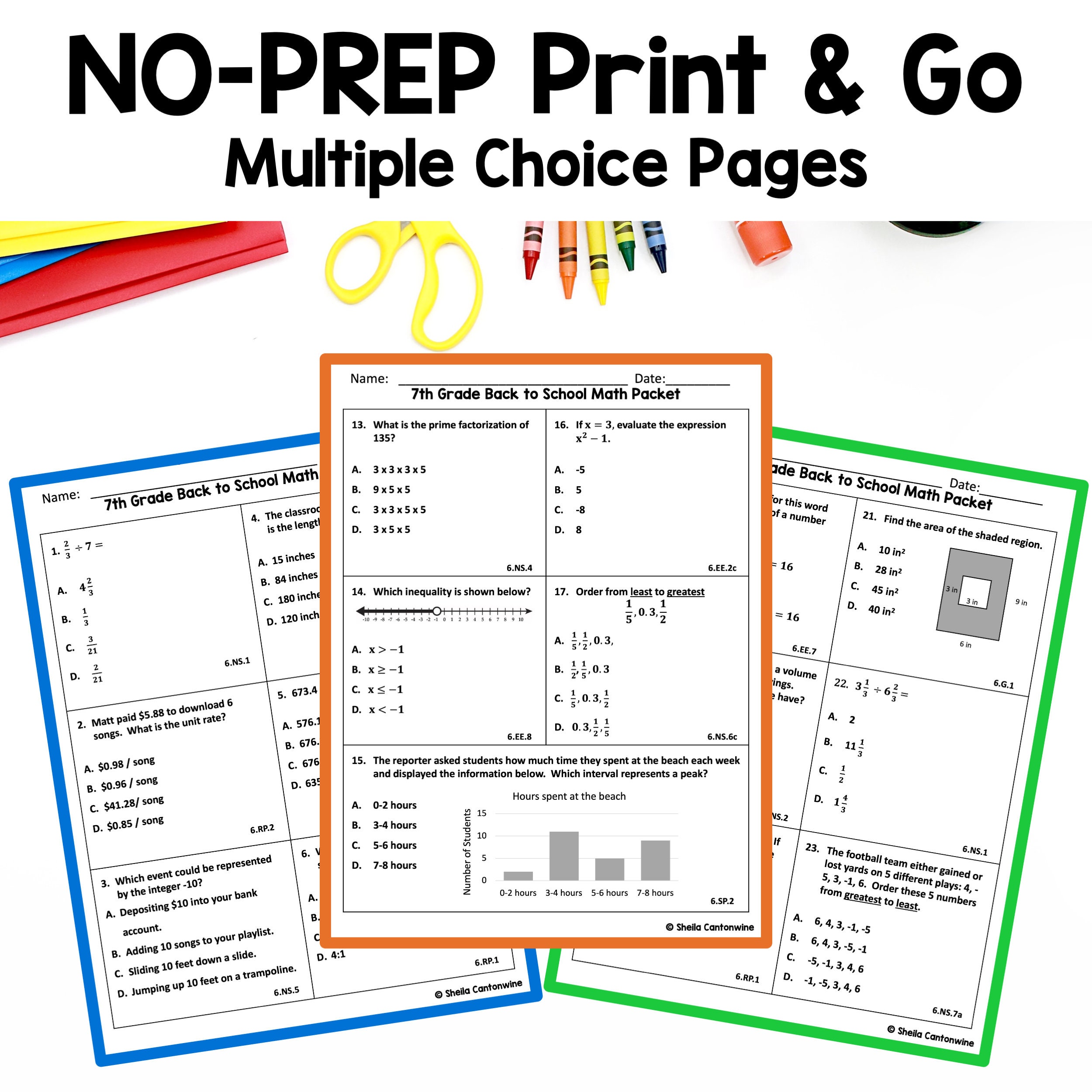 7th Grade Math: 6th Grade Review Packet (digital & Printable) - Etsy