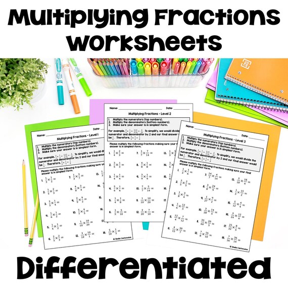 Multiplying Fractions Worksheets With Examples