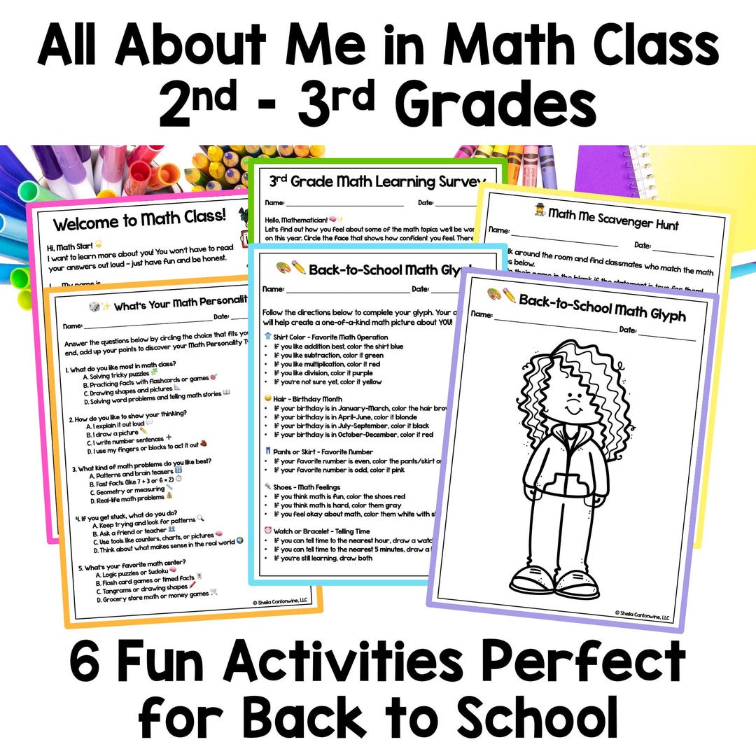 2nd-3rd Grade Math: All About Me Activities - Back to School ...