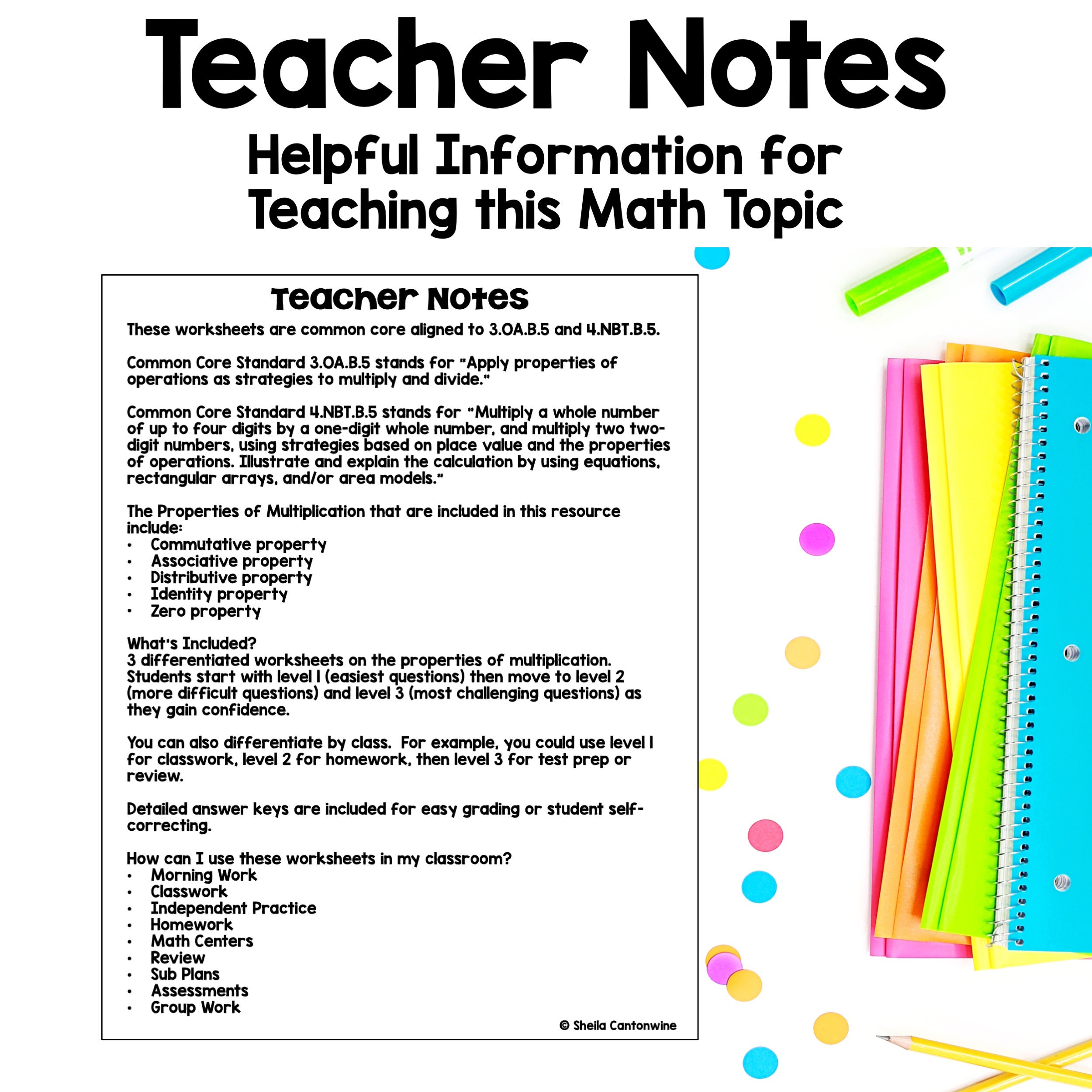 Properties of Multiplication - Differentiated Worksheets - Etsy