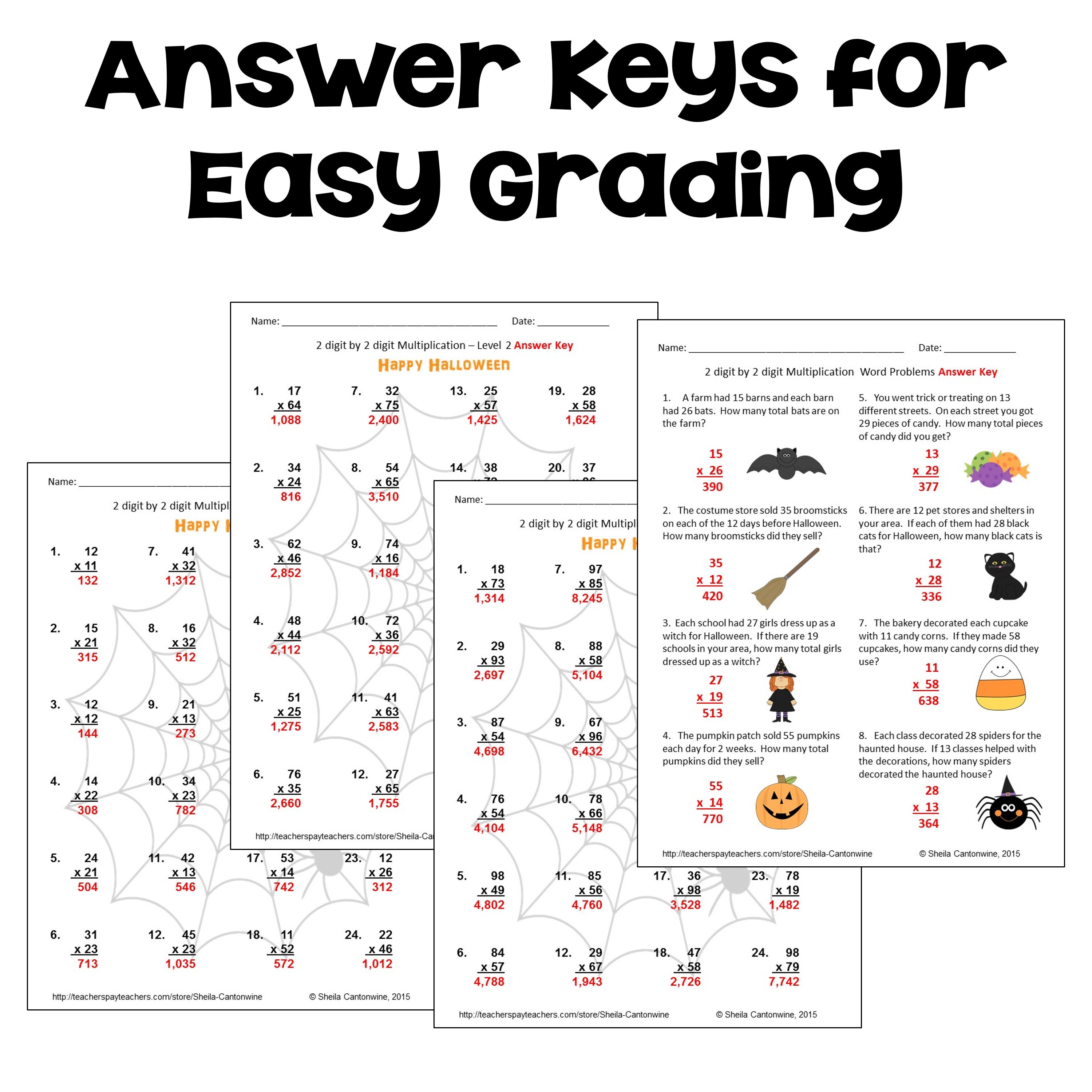 Halloween Math: 2-digit Multiplication Worksheets - Etsy