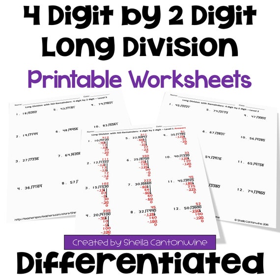 Long Division Worksheets 2 Digit Divisor