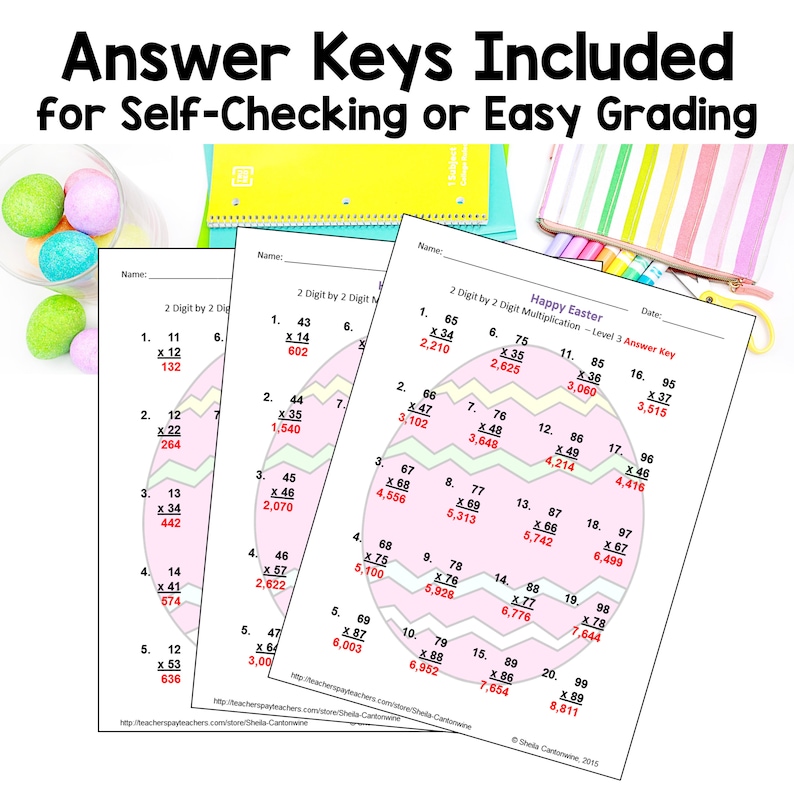 Easter Math 2 Digit by 2 Digit Multiplication Worksheets ...