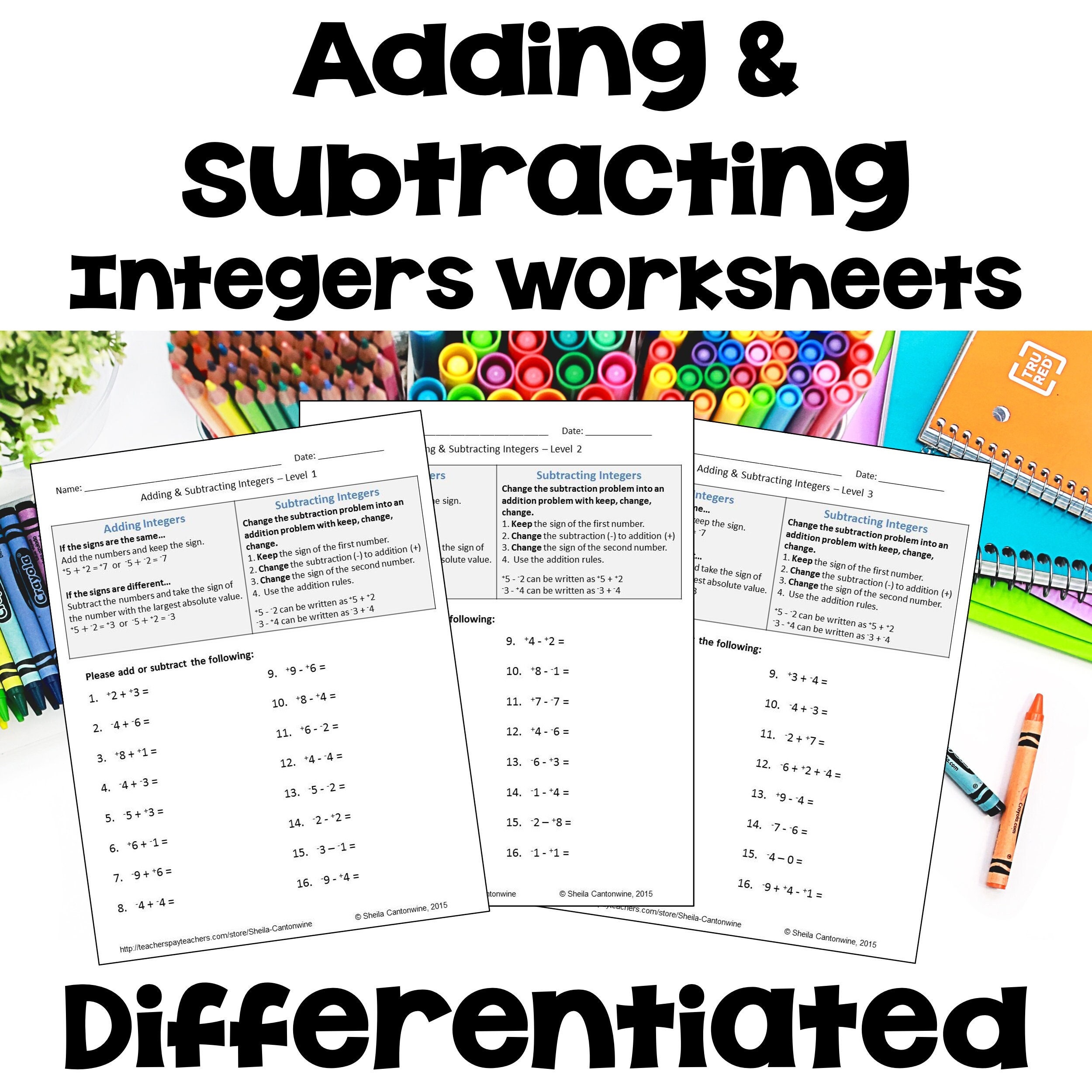 Adding And Subtracting Integers Worksheet
