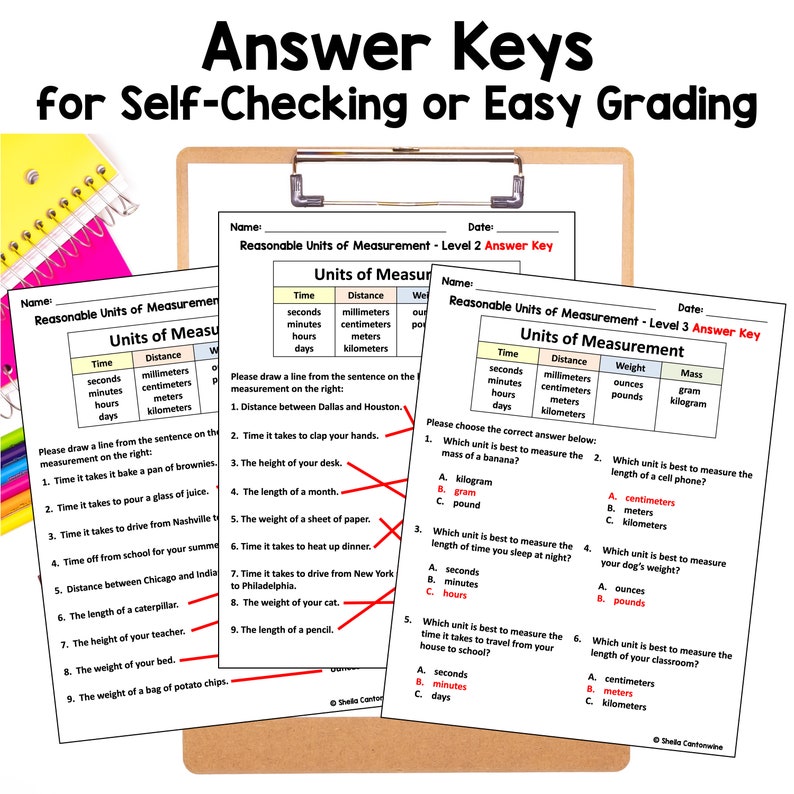 Reasonable Units of Measurement - Differentiated Worksheets - Etsy