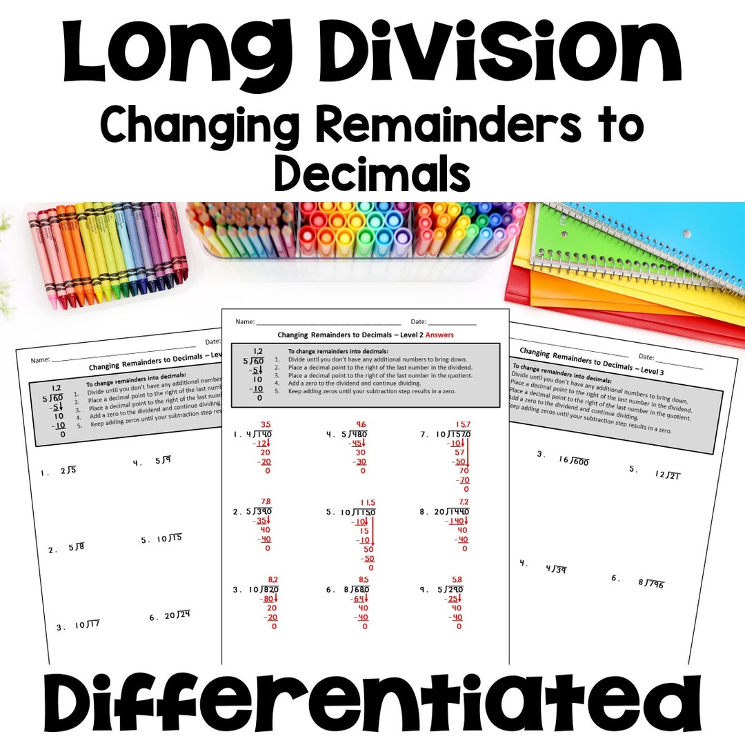 Changing Long Division Remainders to Decimals - Etsy