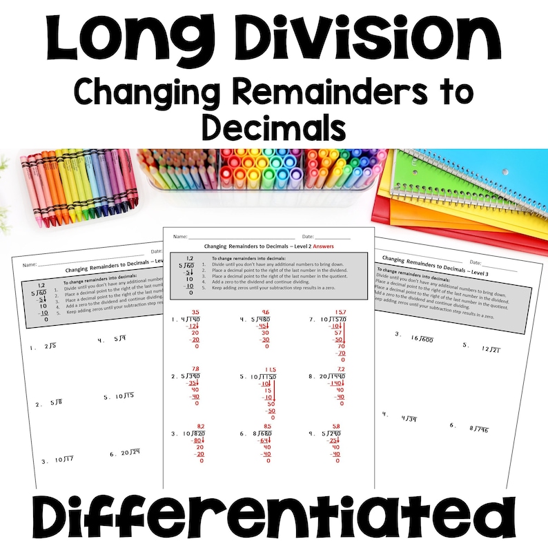 Changing Long Division Remainders to Decimals - Etsy