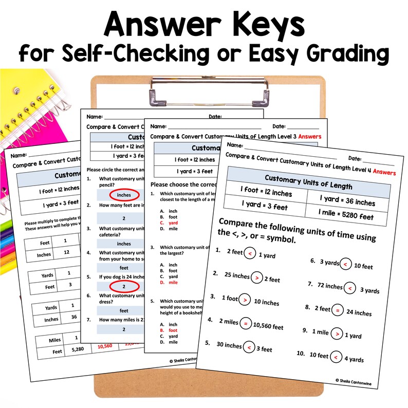 Compare and Convert Customary Units of Length - Differentiated ...