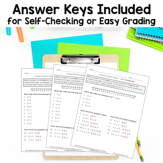 Hojas De Trabajo Para Comparar Y Ordenar Números Enteros, Sexto Grado