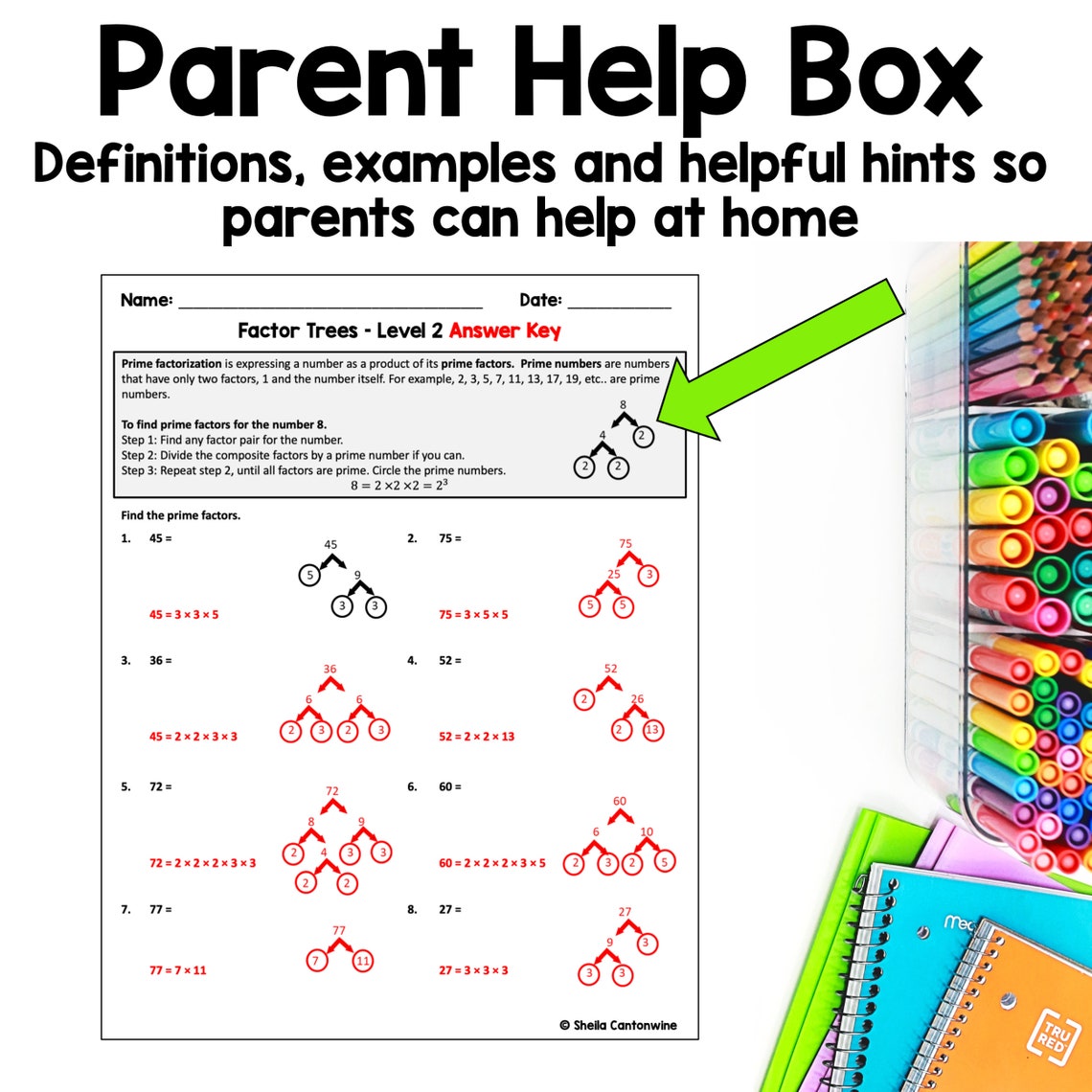 Prime Factorization and Factor Trees Worksheets - Differentiated - Etsy