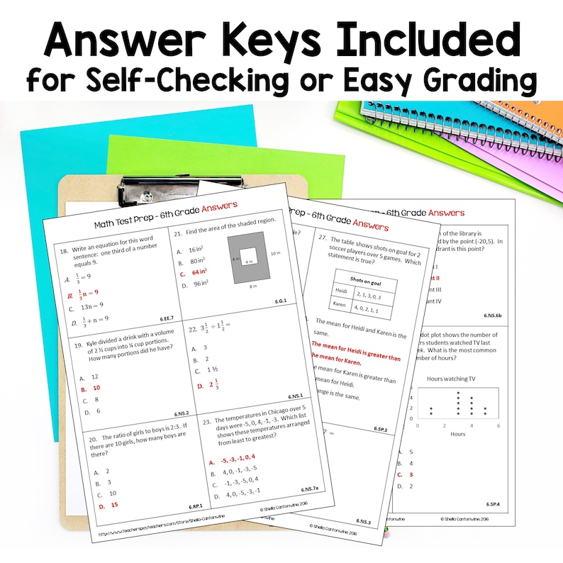 6th Grade Math Review Worksheets: Test Prep (printable) - Etsy