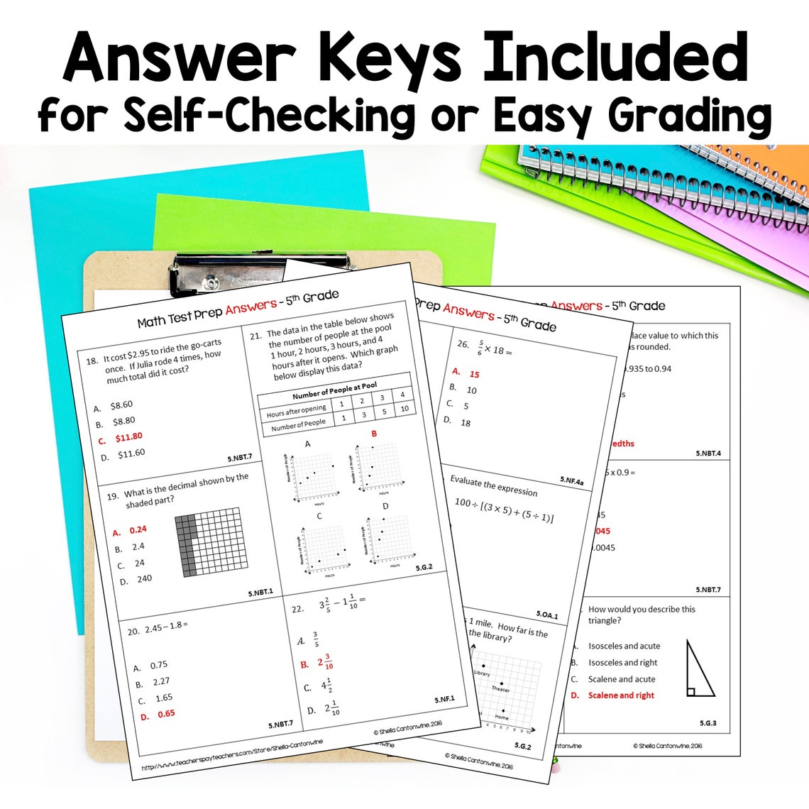 5th Grade Math Review Worksheets: Test Prep (PDF) - Etsy