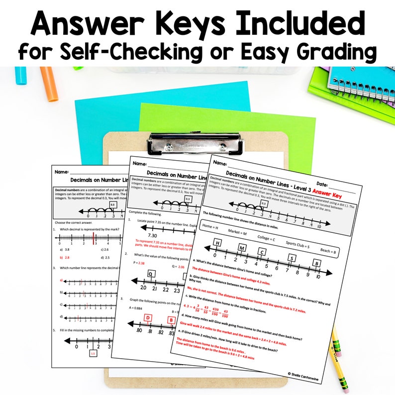 Decimals on Number Lines Worksheets - Differentiated - Etsy