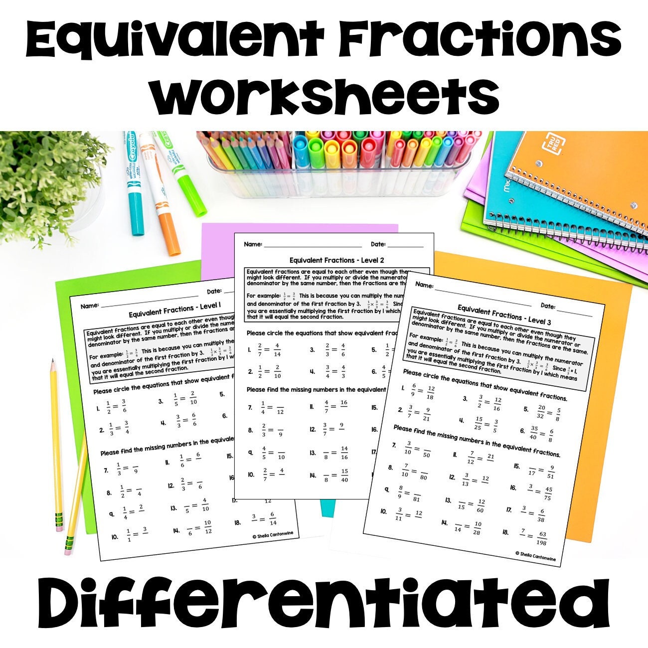 Equivalent Fractions Worksheets