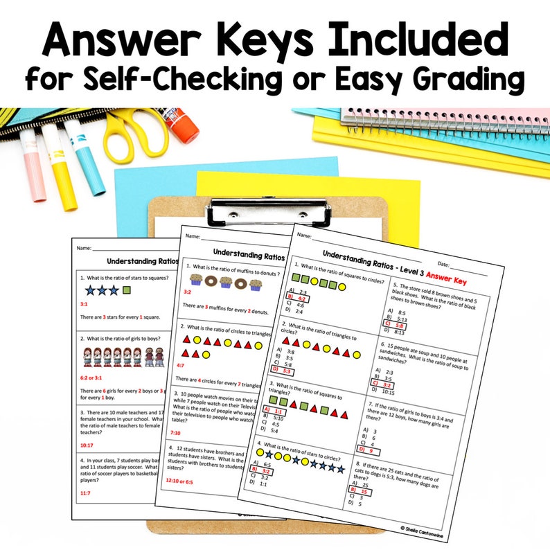 Understanding Ratios Worksheets - Differentiated - Etsy