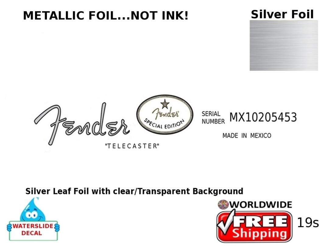 Fender Telecaster Guitar Decal Headstock Restoration Waterslide Decal ...