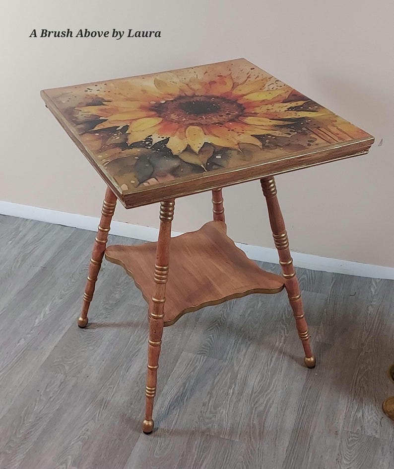 Sunflower Accent Table: Square Fall Decor, Gold Gilding - Etsy