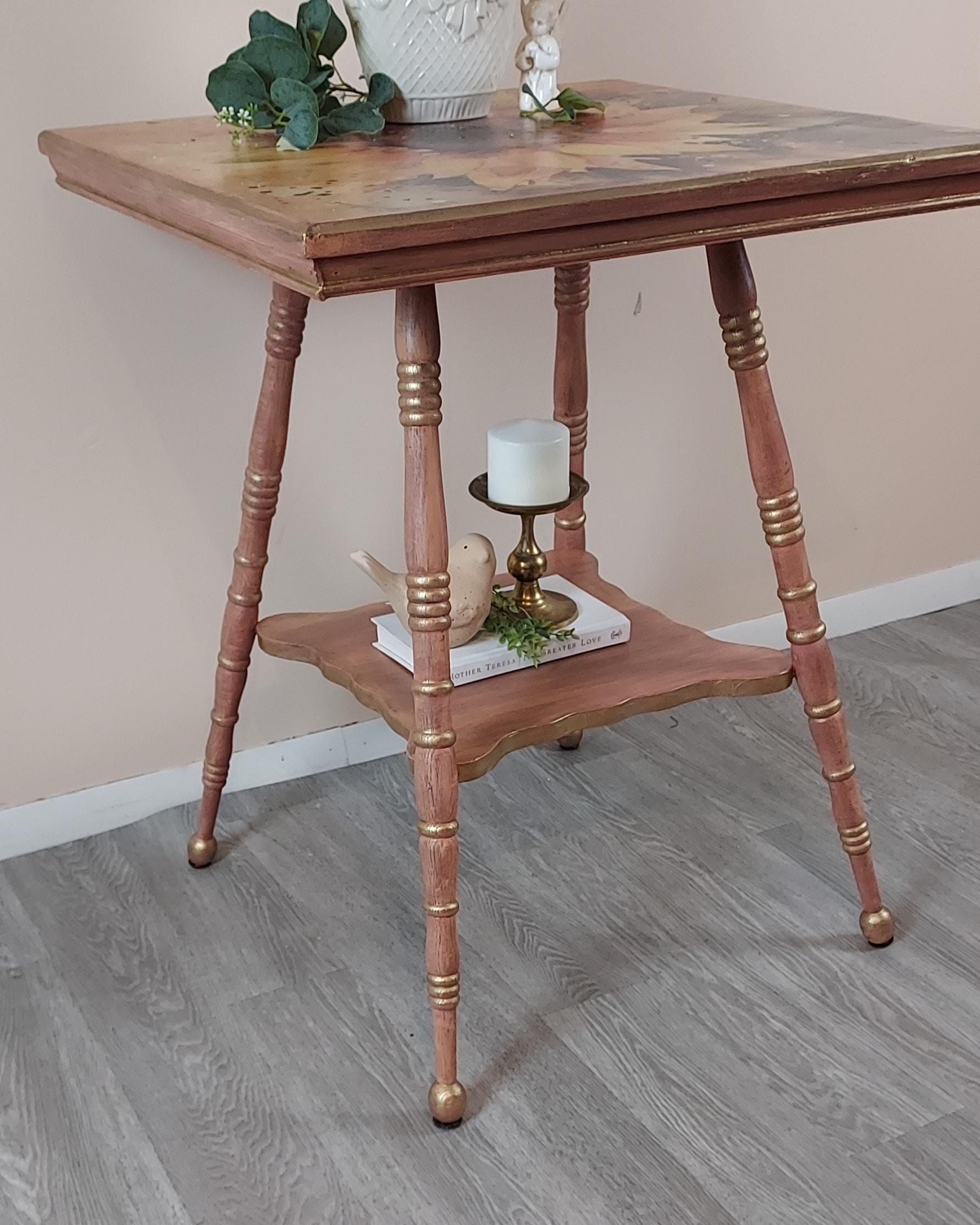 Sunflower Accent Table: Square Fall Decor, Gold Gilding - Etsy