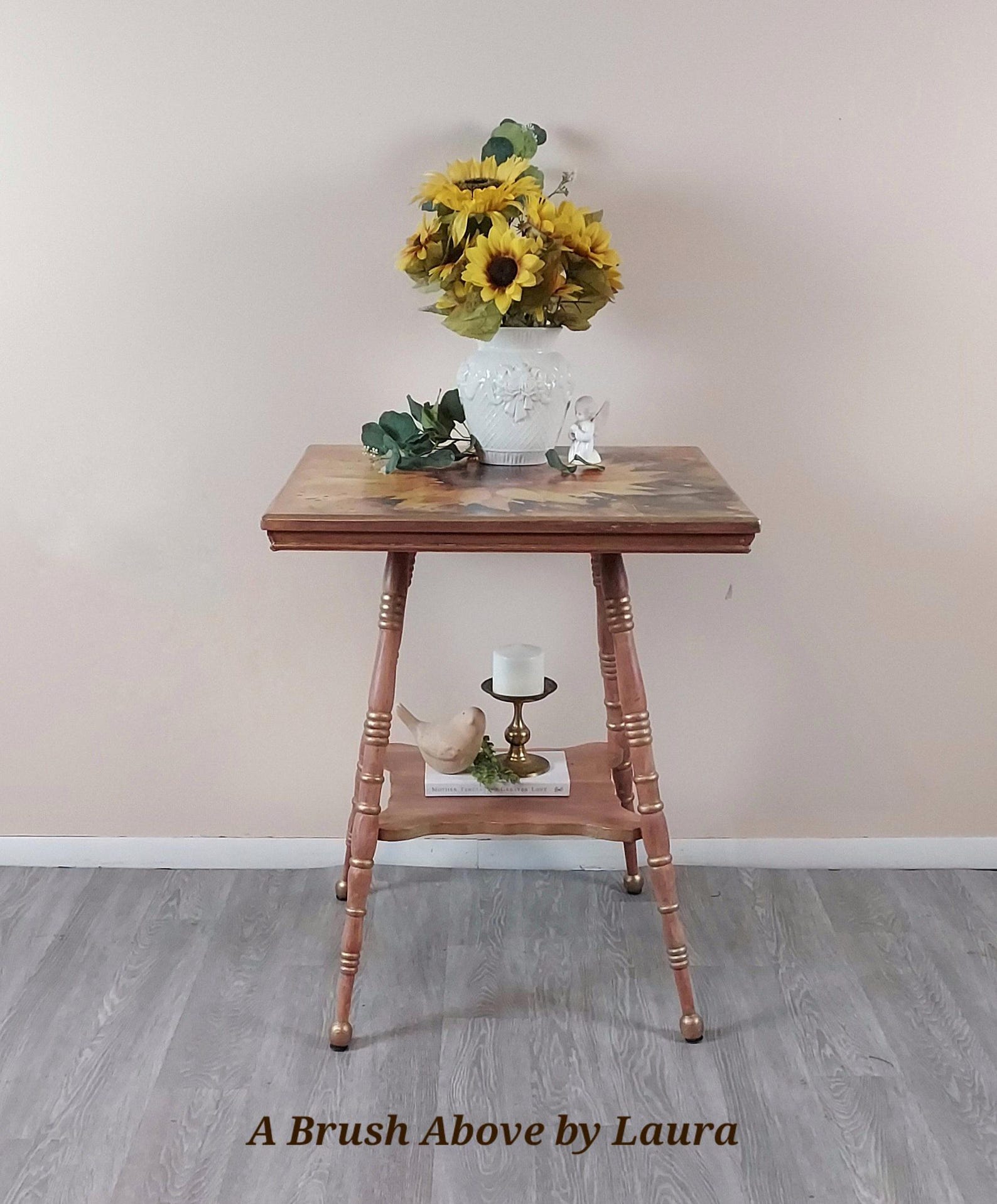 Sunflower Accent Table: Square Fall Decor, Gold Gilding - Etsy