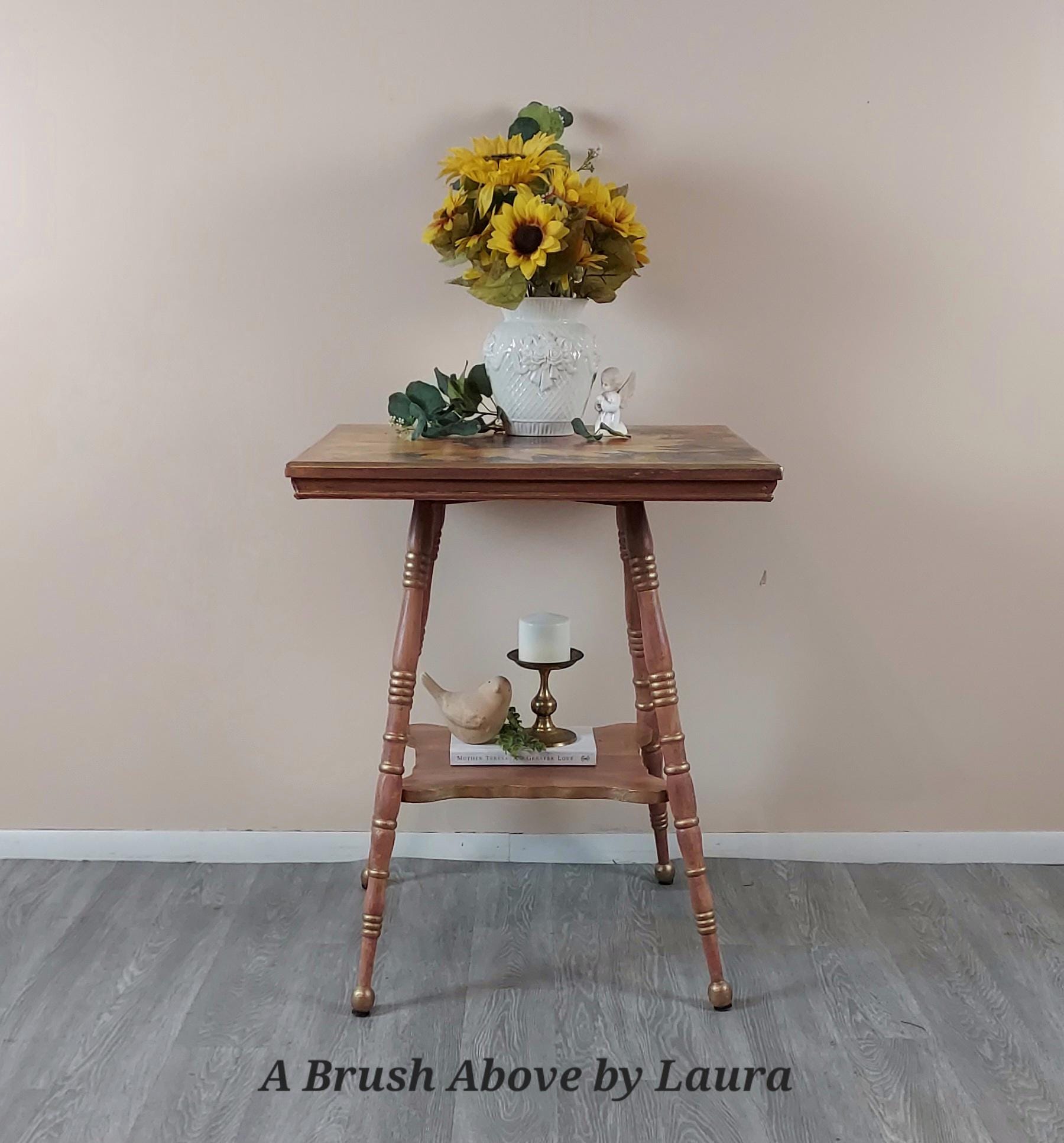 Sunflower Accent Table: Square Fall Decor, Gold Gilding - Etsy