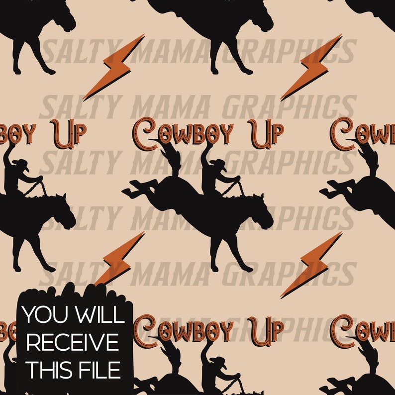 Cowboy up Lightning Bolt Seamless Design | Perfect for Fabric ...