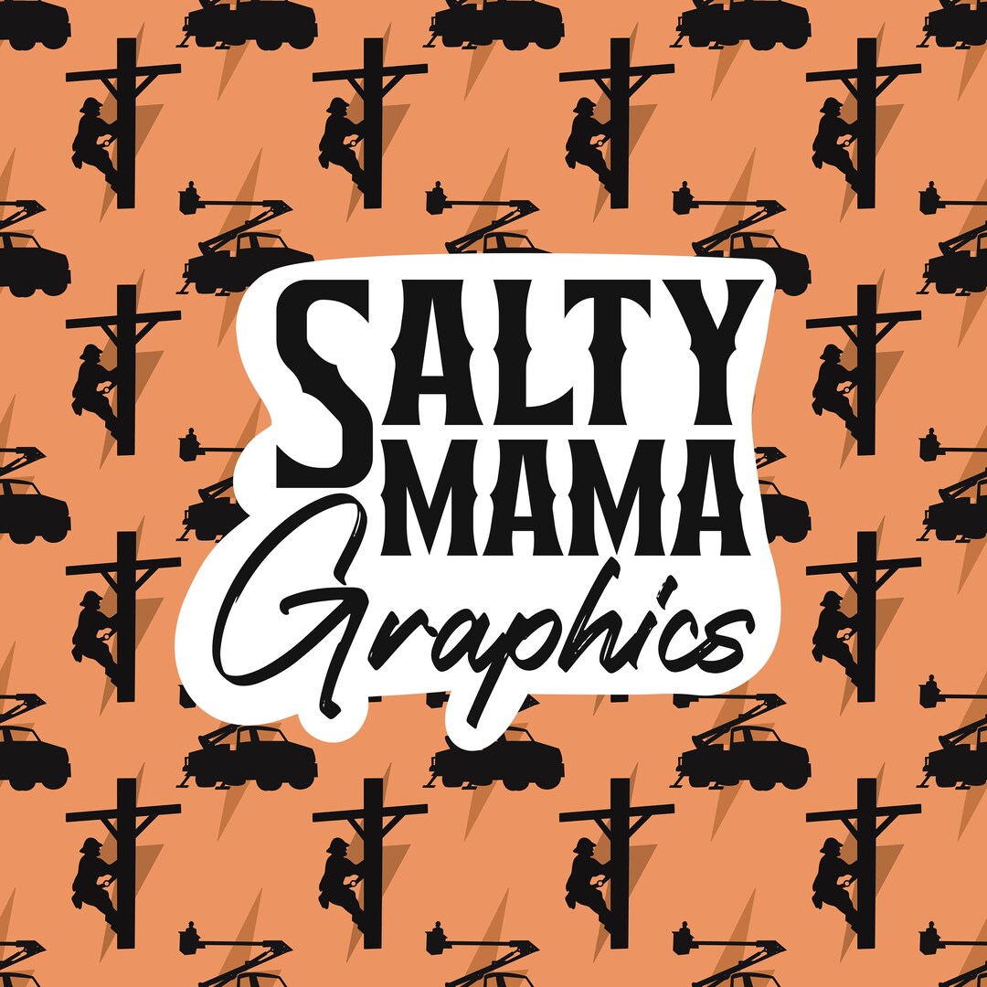 Lineman Climbing and Bucket Truck Seamless Pattern | Lightning Bolt ...