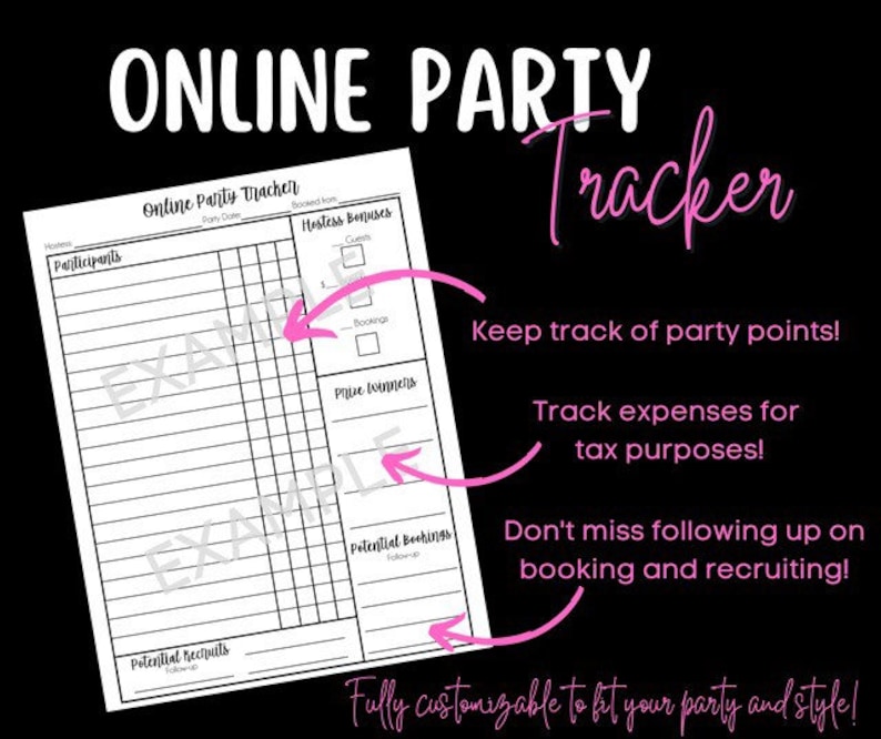 Virtual Party CHECKLIST - Online Facebook Party Tracker for Direct ...