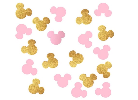 2inch Pink & Gold Glitter Minnie Mouse Confetti mickey Mouse - Etsy