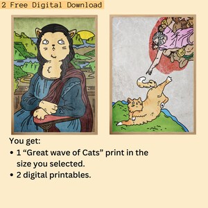 The Great Wave of Cats Wall Art - Japanese Red Sun Wave by Hokusai ...