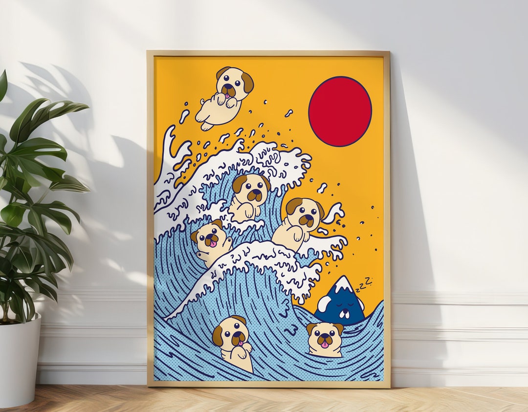 The Great Wave of Pug - Pug Mama and Dad Gift - Pug Mom Valentines Gift ...