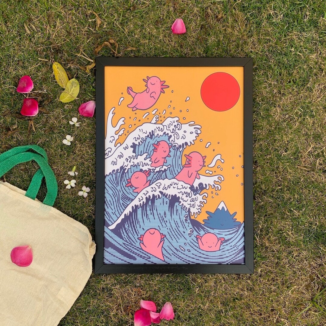 The Great Wave off Axolotls Japanese Hokusai Wall Art Great - Etsy