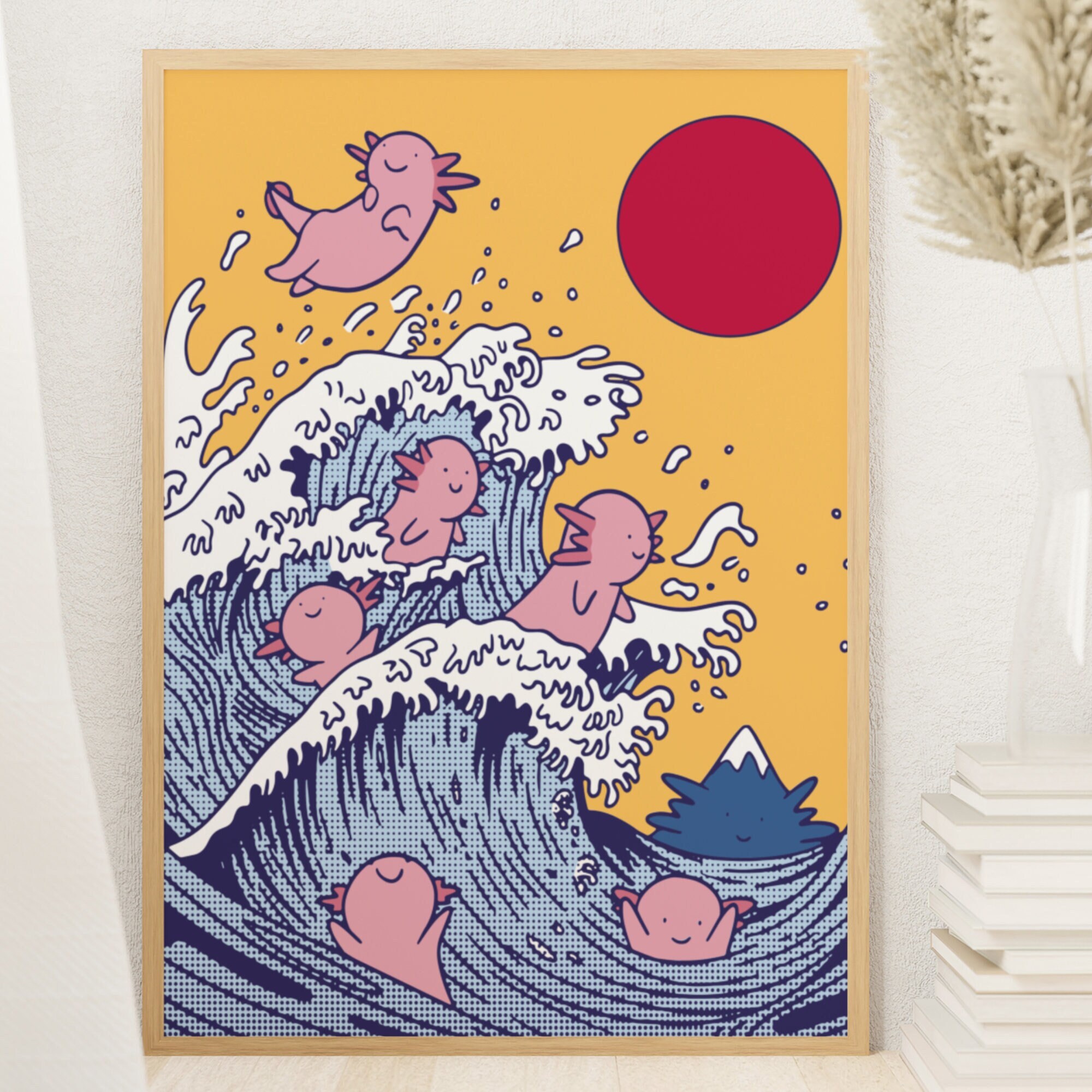 The Great Wave off Axolotls Japanese Hokusai Wall Art Great - Etsy ...