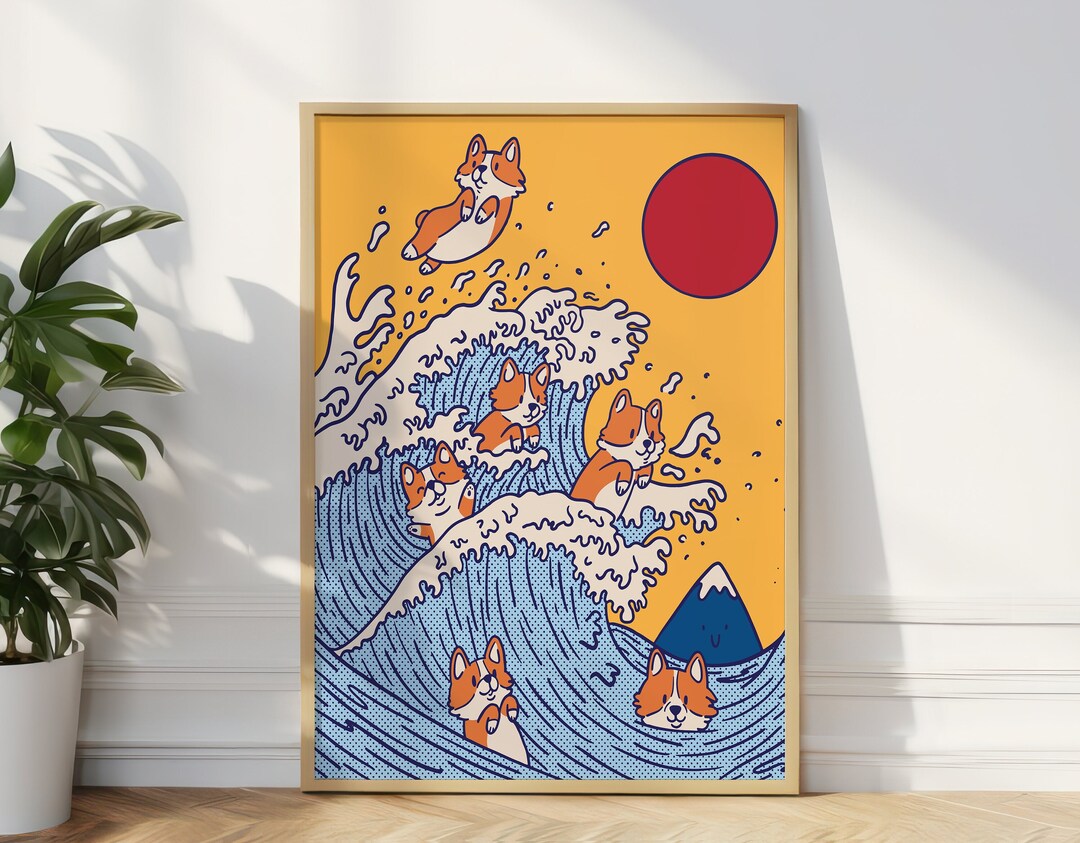 The Great Wave of Corgis - Gift for Welsh Corgis Lovers and Corgi Dog ...