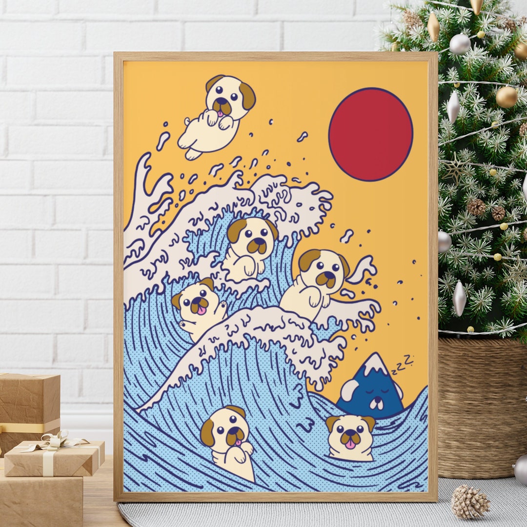 The Great Wave of Pug Pug Mama and Dad Gift Pug Mom - Etsy