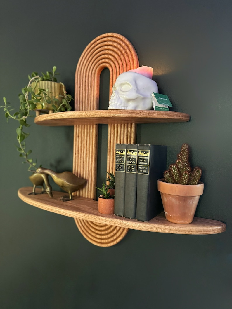 Floating MCM Shelf With Reeded Design, Mid-century Modern Wall Mount ...