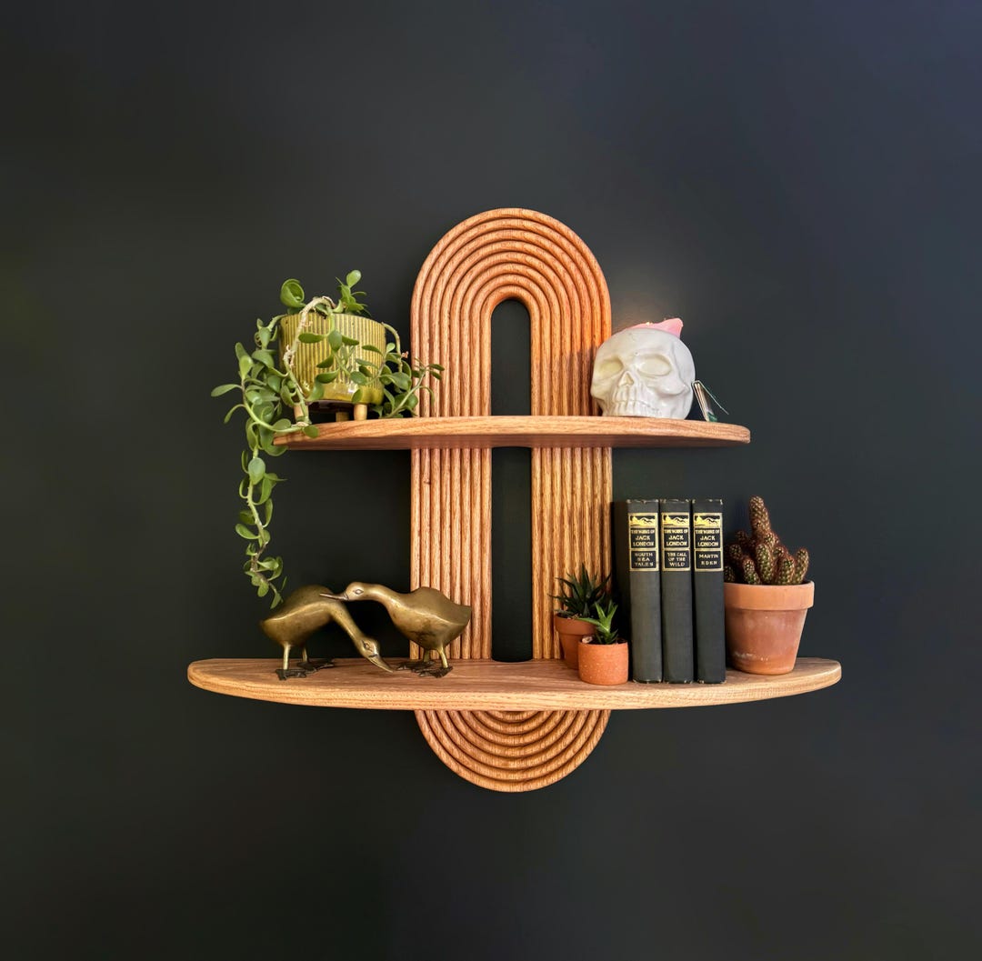 Floating MCM Shelf With Reeded Design, Mid-century Modern Wall Mount ...