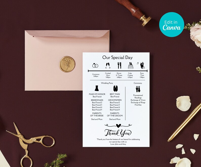 Wedding Day Timeline, Wedding Timeline, Wedding Timeline Template ...