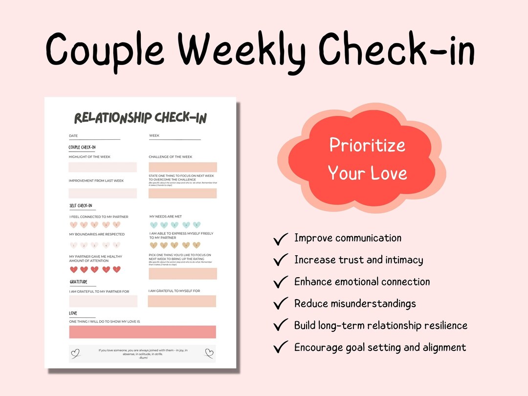 Couple Planner | Weekly Couple Check-in Worksheet | Couple Conversation ...