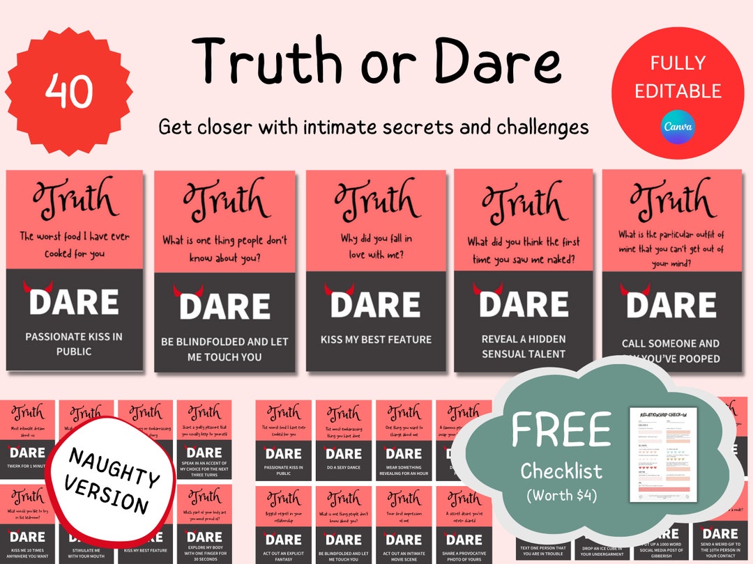 Truth or Dare Card Games Couples Game Night Couples Games Bridal Shower ...