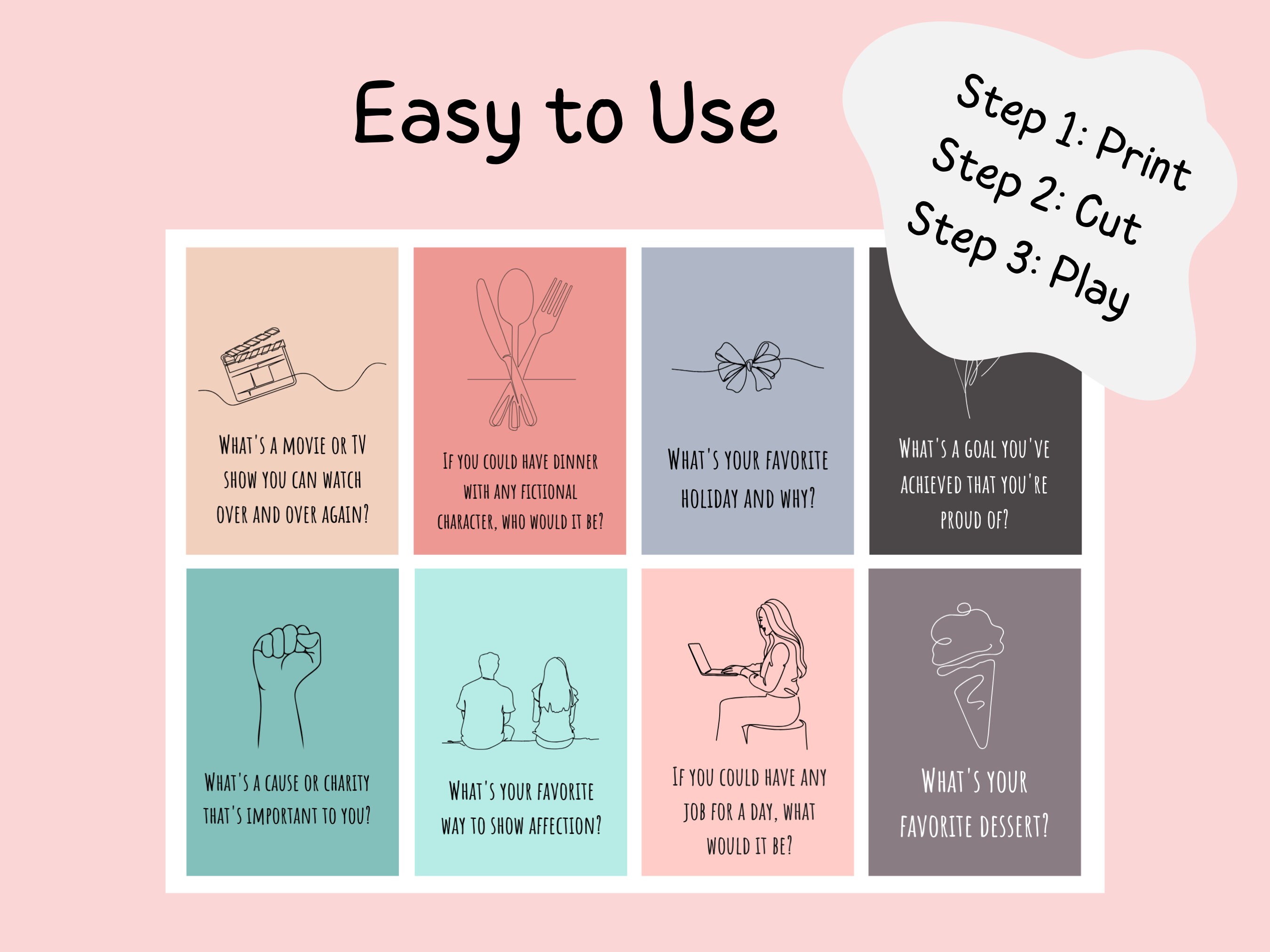 Couple Conversation Card | Getting to Know Each Other| Icebreaker ...