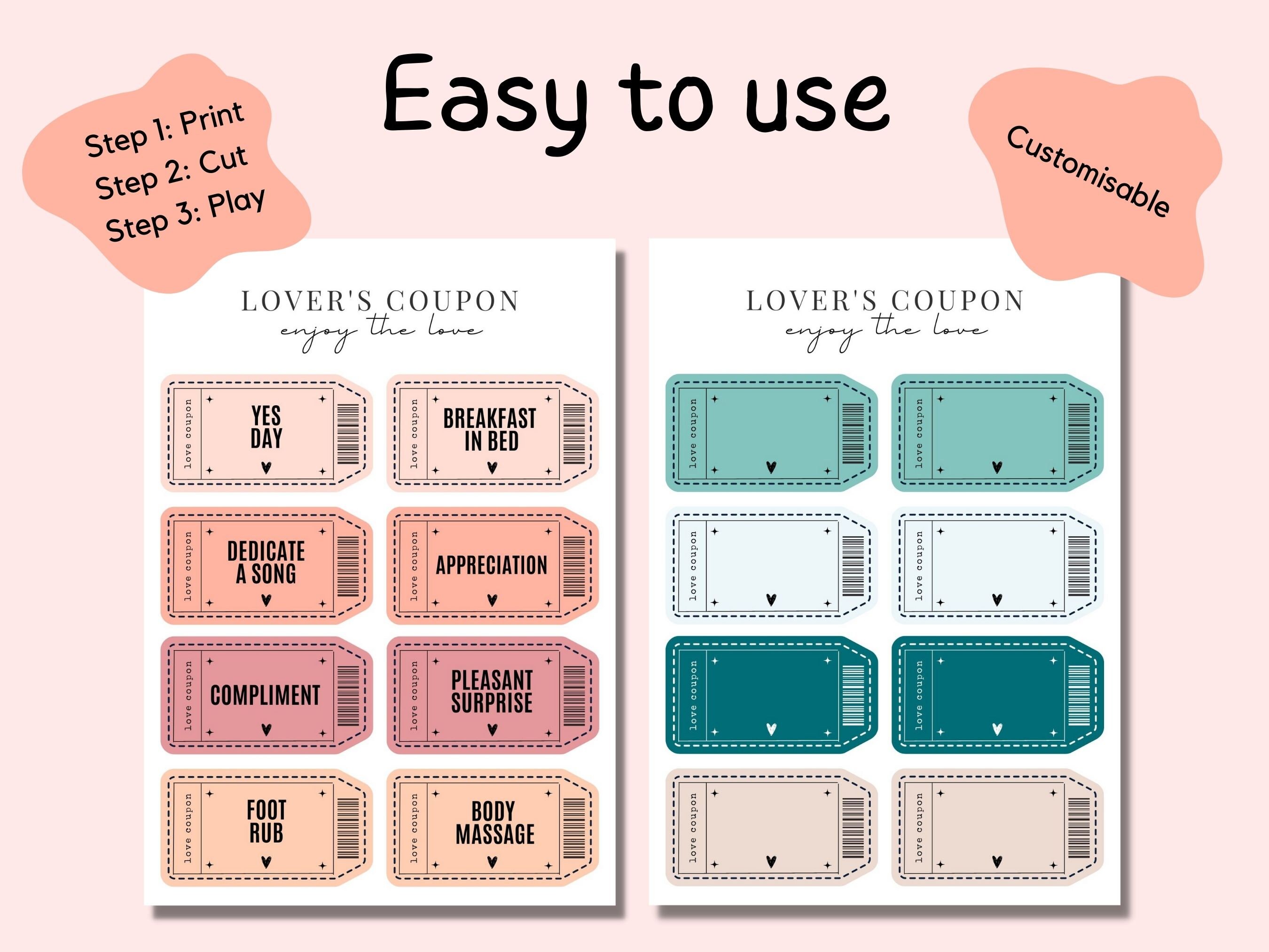 Love Coupons | Love Coupon Book | Couple Coupons | Lover's Coupon ...