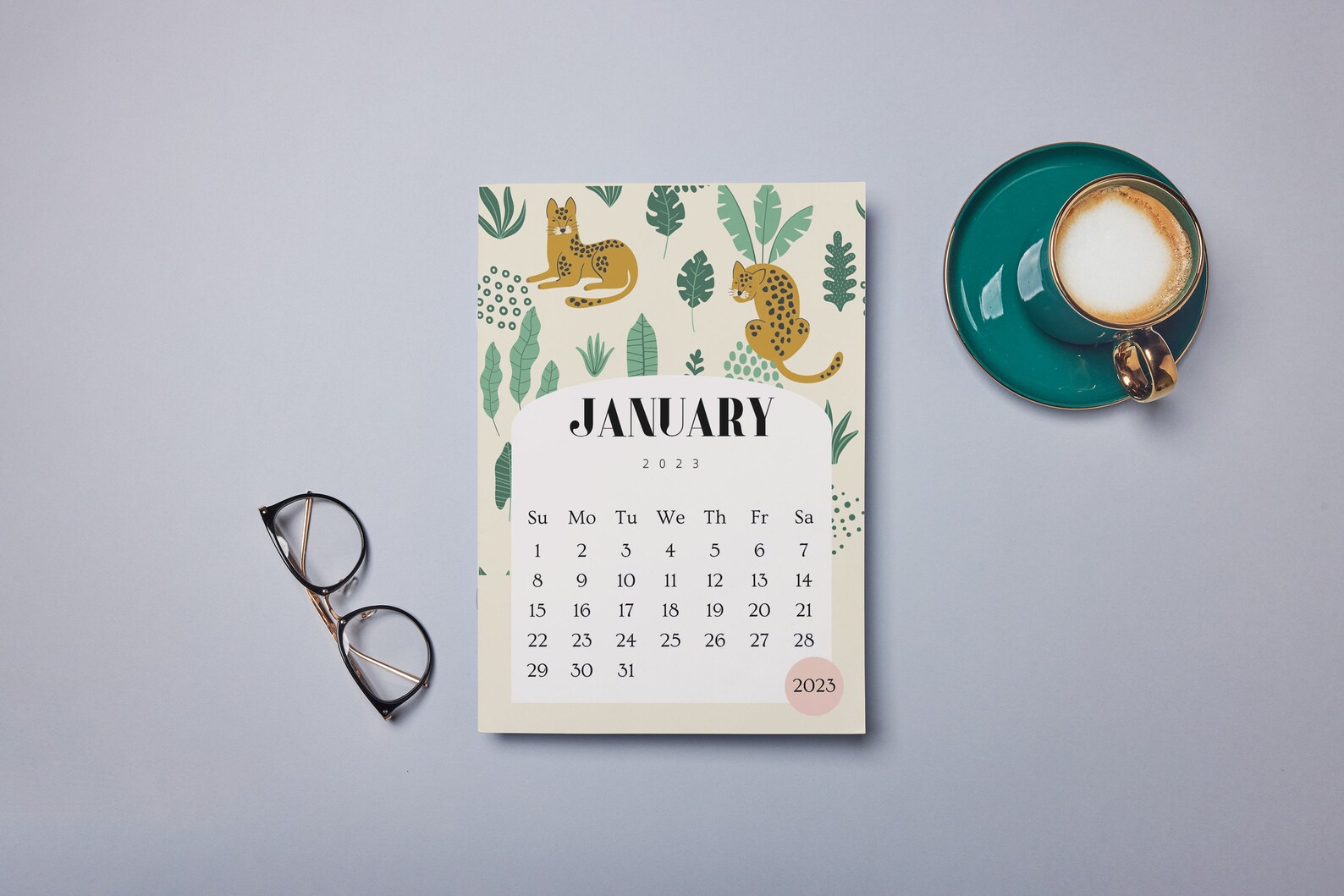 Calendar 2023 Cheetah Tiger, 2023 Desk Calendar, 12 Months Calendar ...