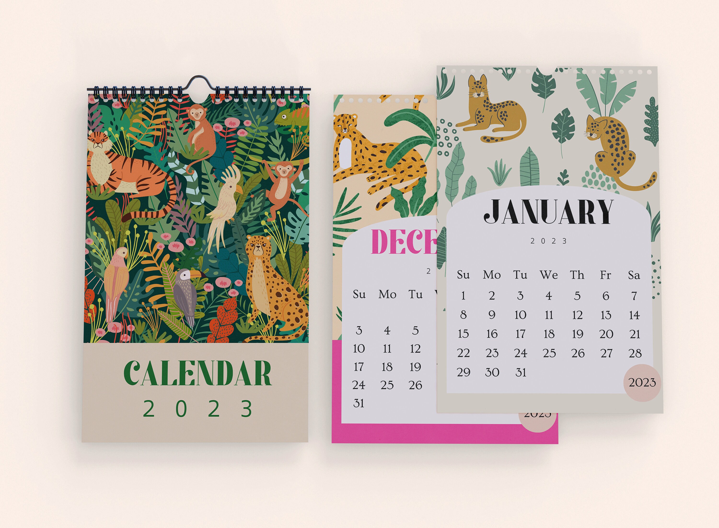 Calendar 2023 Cheetah Tiger, 2023 Desk Calendar, 12 Months Calendar ...