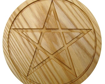 Solid Oak Wood Wiccan Pentacle Paten Altar Tool Pentagram Plate - Etsy