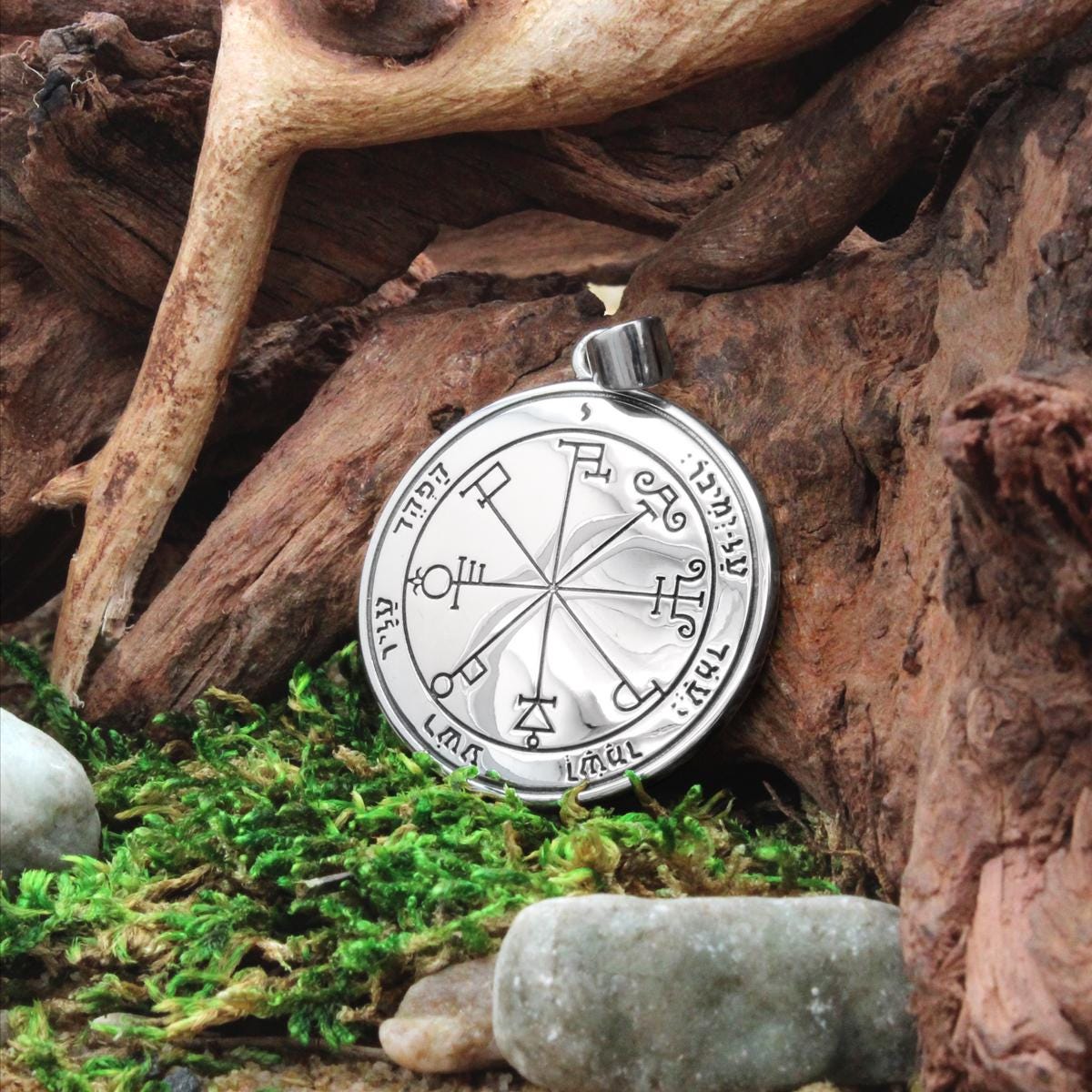 Sixth Pentacle of Saturn Pendant - Sterling Silver Key of Solomon Sigil ...