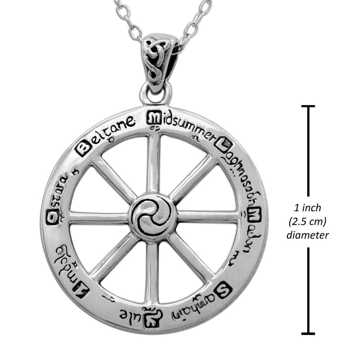 Small Wheel of the Year Necklace - .925 Sterling Silver Pagan Pendant ...