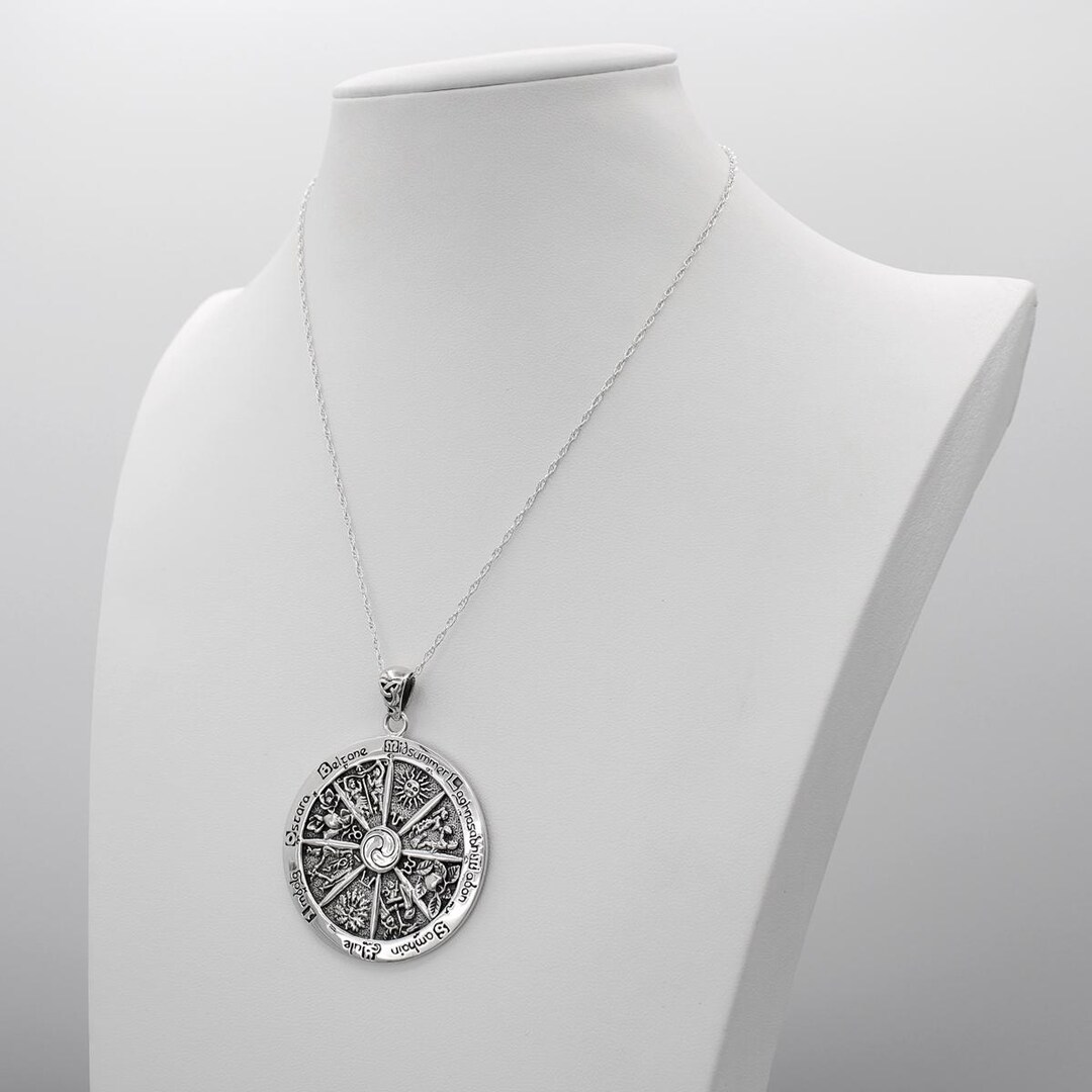 Wheel of the Year Necklace - Large .925 Sterling Silver Wheel of the ...