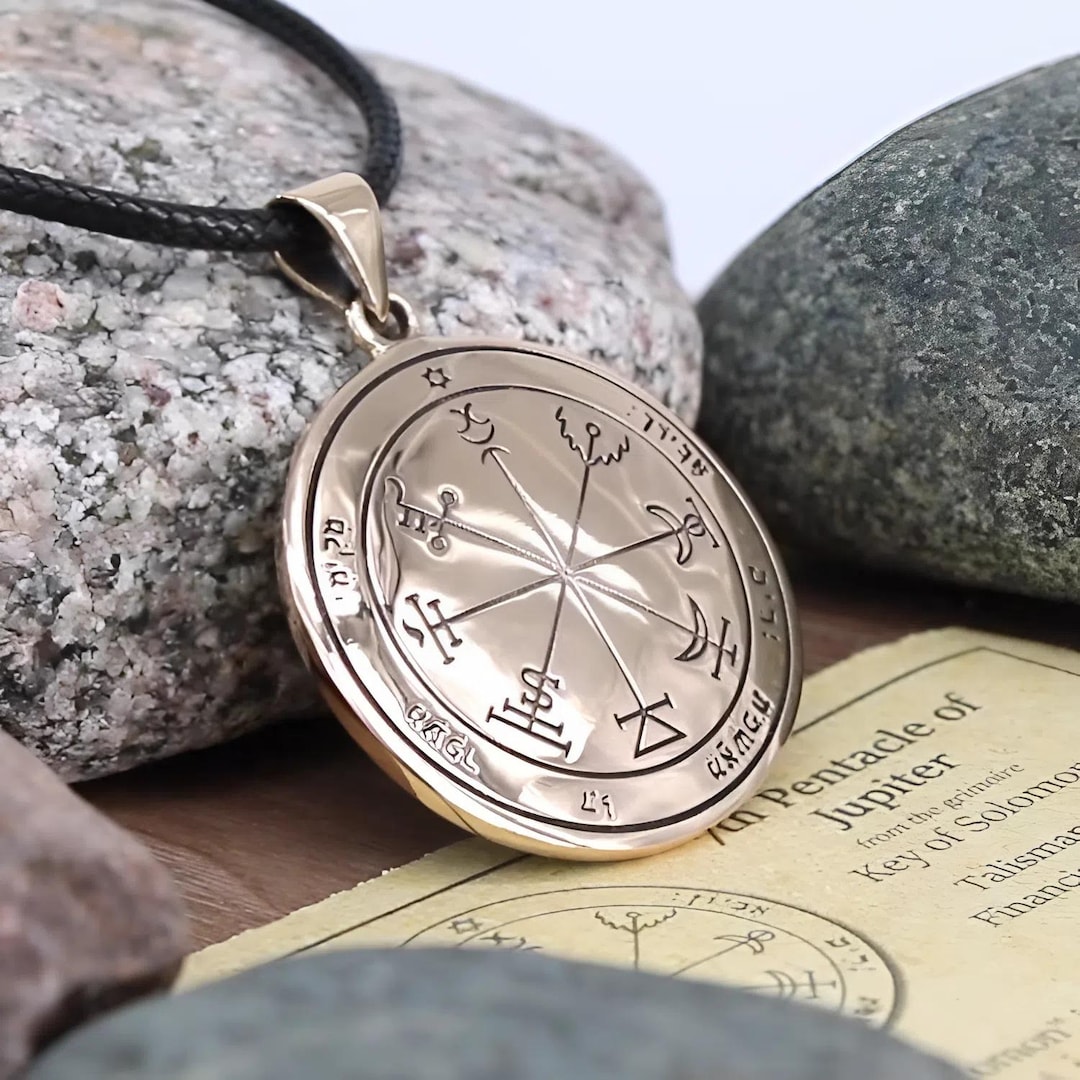 Seventh Pentacle of Jupiter Pendant - Solid Bronze King Solomon Wealth ...