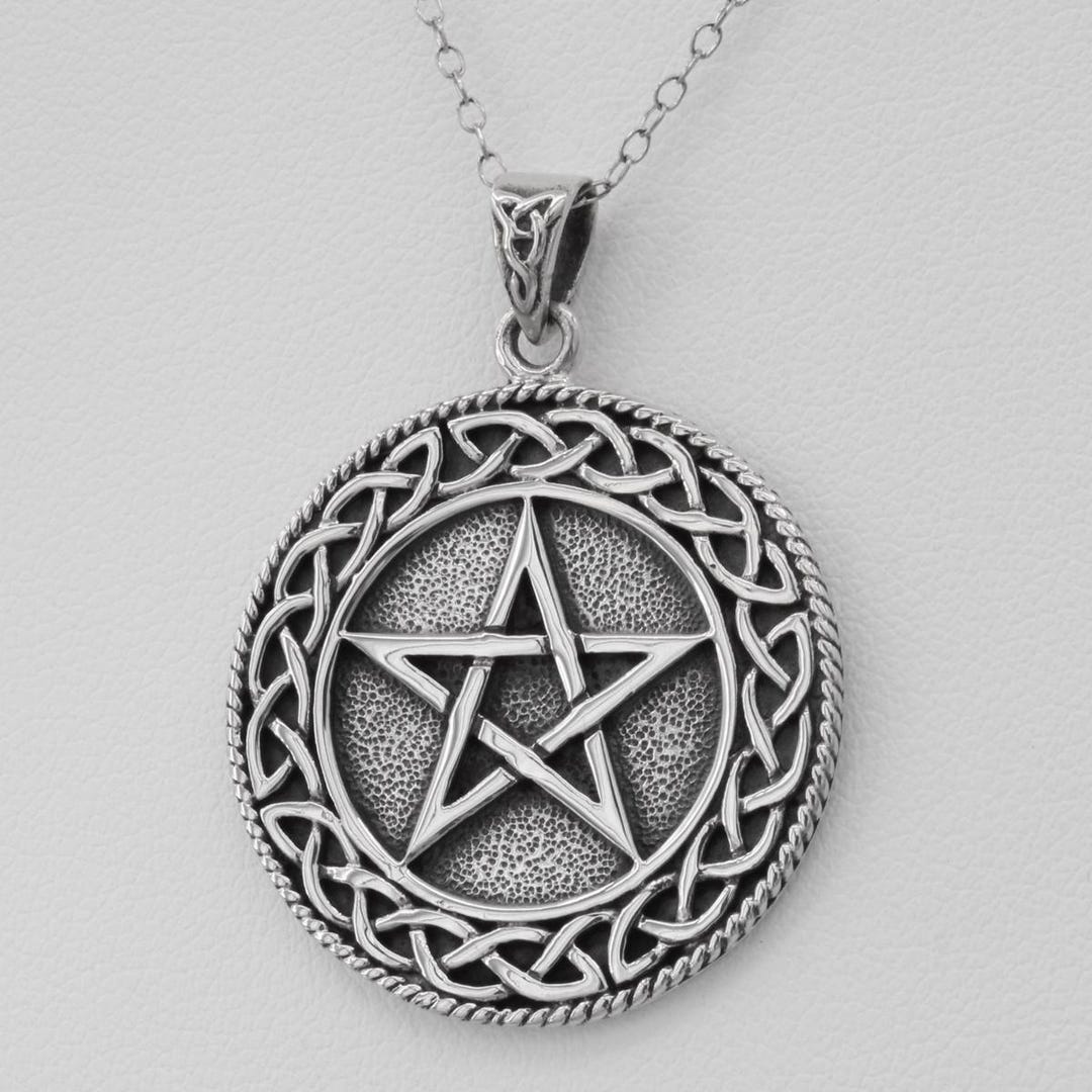Celtic Pentagram Silver Pentacle Necklace for Men and Women - .925 ...